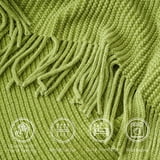 Battilo Apple Green Fringe Couch Throw Blanket, Lightweight Soft ...