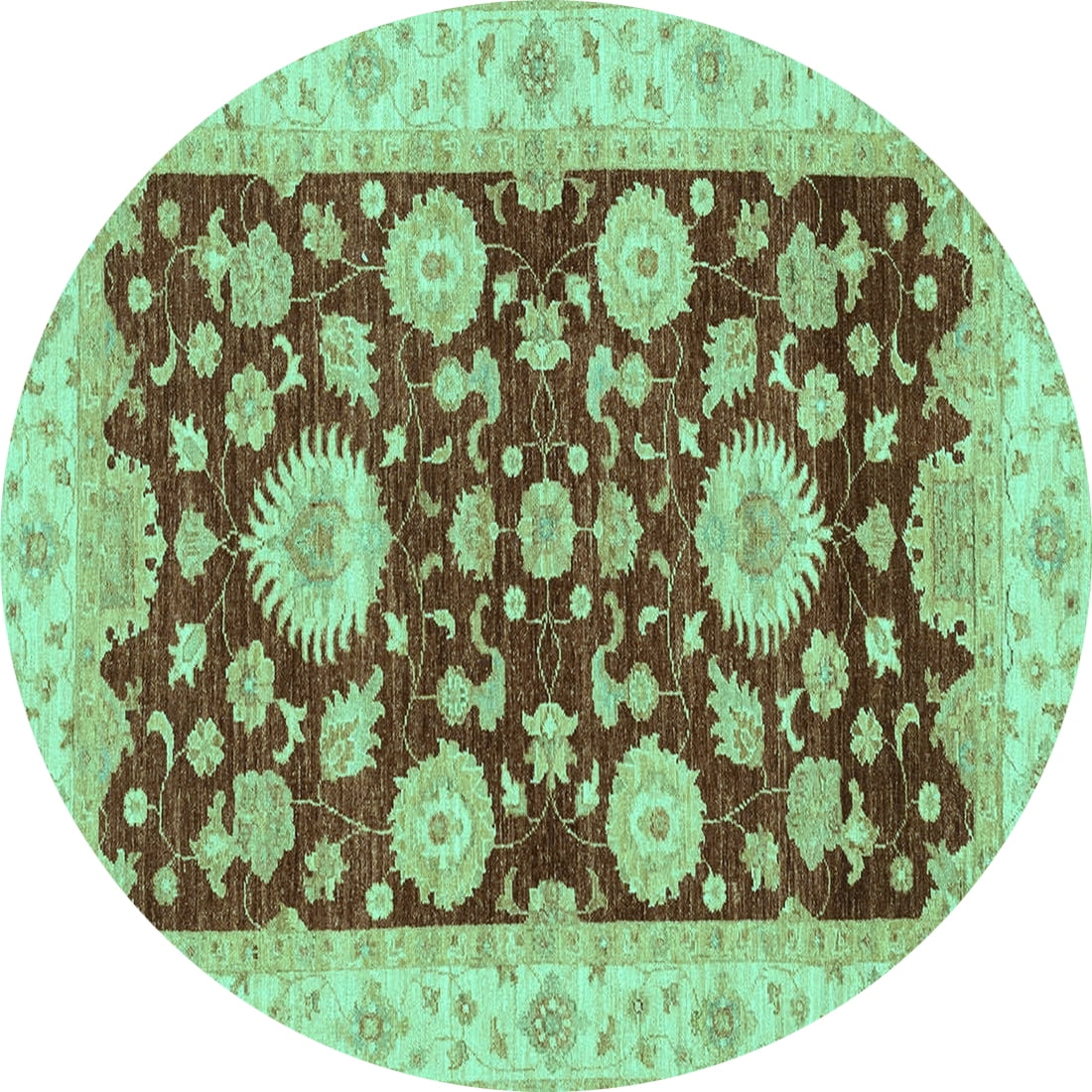 Ahgly Company Indoor Round Oriental Turquoise Blue Traditional Area ...