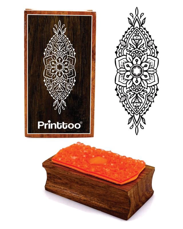 Printtoo Scrap-Booking Damask Pattern Rectangular Wooden Rubber Stamp ...