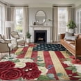 4th of July Washable Living Room Rugs 8'x10', Patriotic USA Flag Stars ...