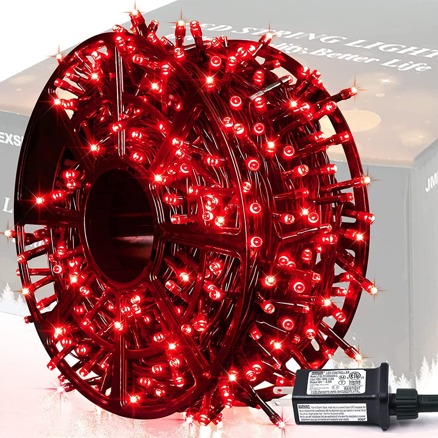 JMEXSUSS 500 LED Red Lights Outdoor, 173ft 8 Modes Halloween Lights ...