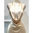 Champagne Solid Plunging Cowl Neck Halter Tie-Back Mini Dress Summer ...