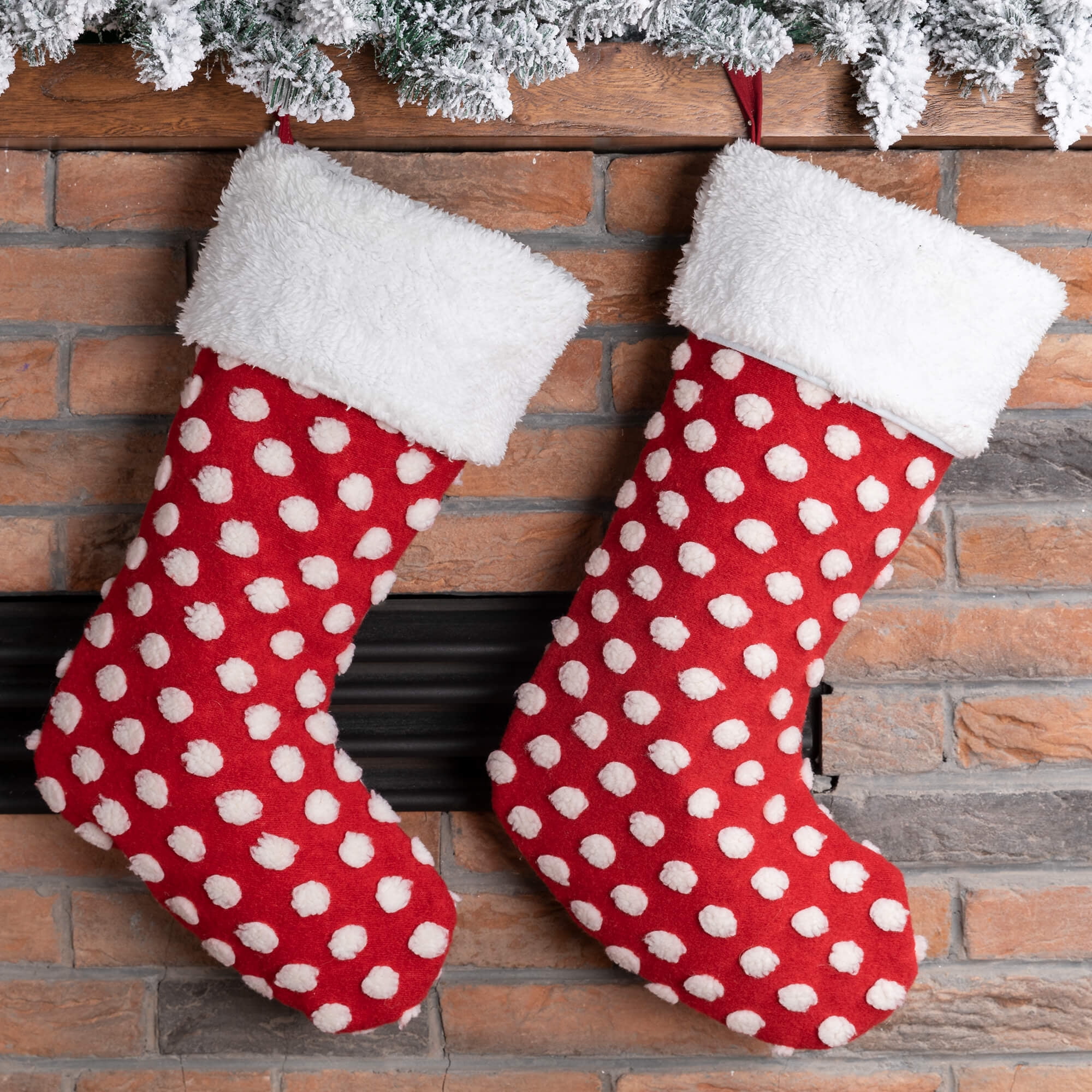 Glitzhome 2Pack 21"L Fabric Christmas Stocking for Family Holiday Xmas ...