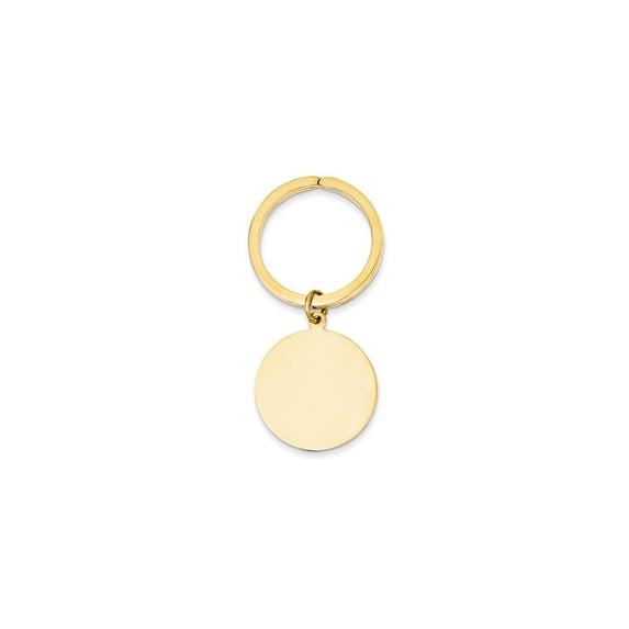 14k Engravable Gold Round High Polished Disc Key Ring Measures 52x27mm ...