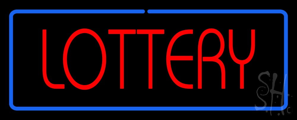 Red Lottery Blue Border LED Neon Sign 10 x 24 - inches, Black Square ...