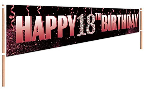 Large Happy 18th Birthday Yard Sign Banner, 18 Years Old Birthday Sign ...