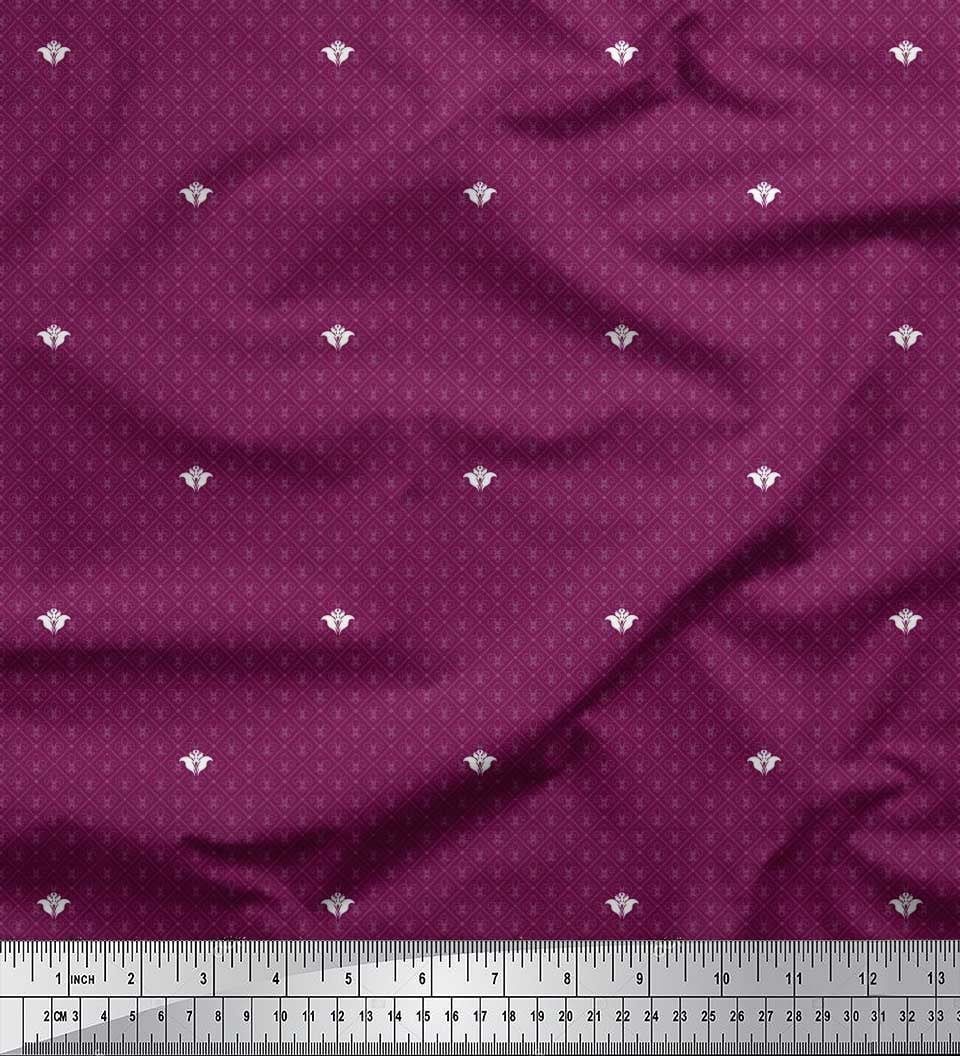 Soimoi Satin Silk Fabric Check & Fleur_De_Lis Damask Print Fabric by ...