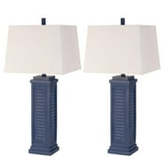 Lux Lighting Sea Shell Coastal White and Blue Table Lamps(Set of 2) 3 ...