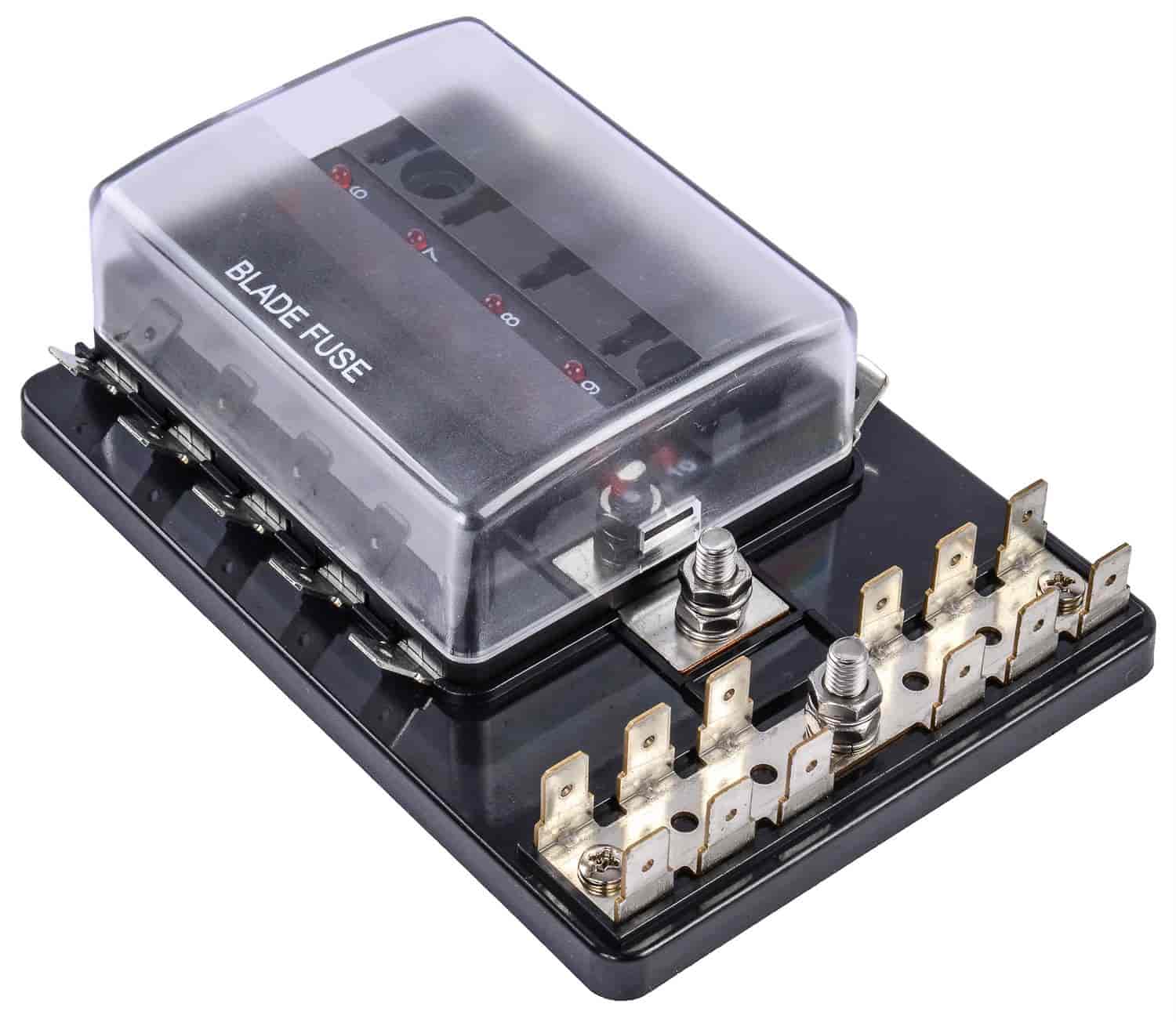 JEGS 10446 Standard Fuse Block 10-Pole 12-Position Grounding Block LED ...