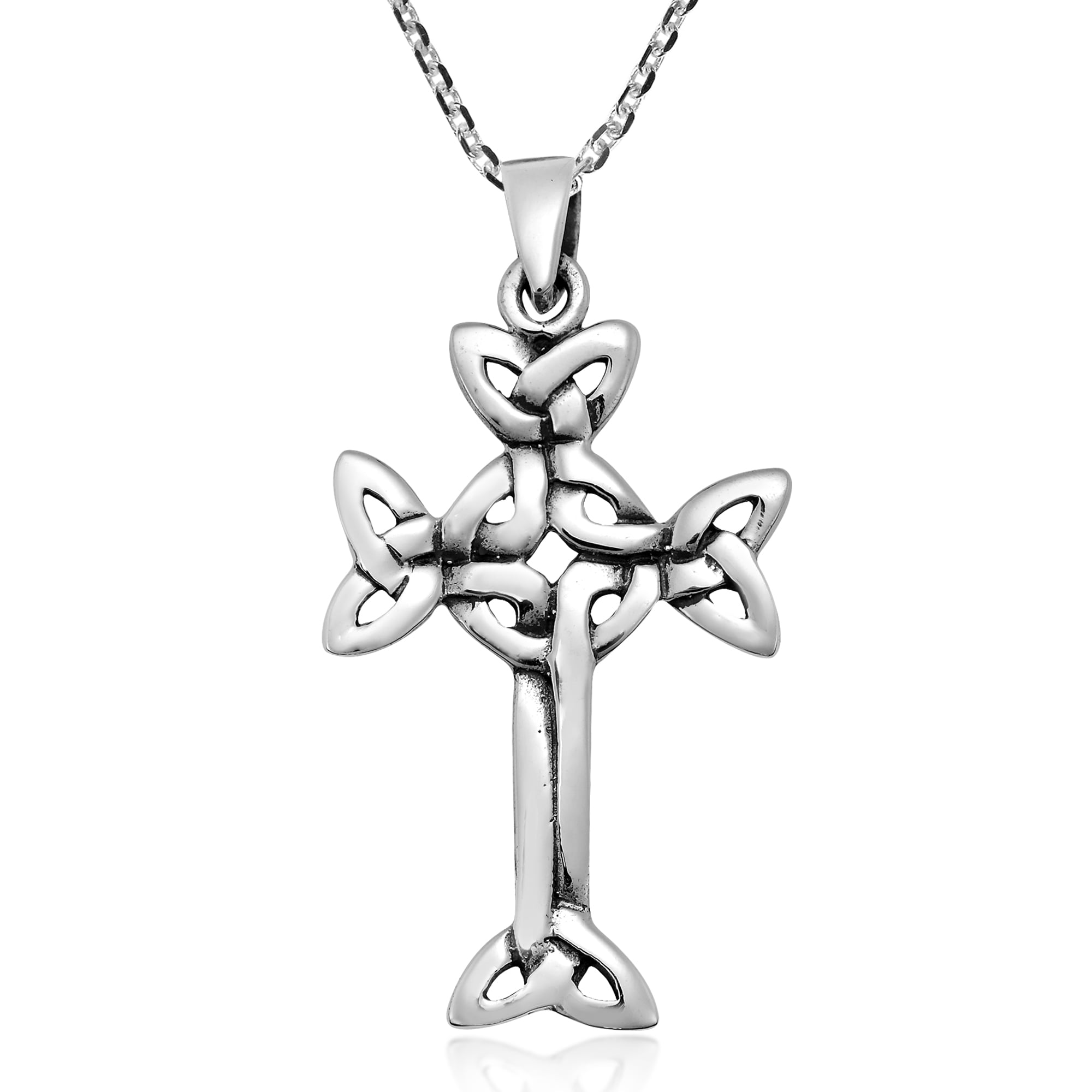 Interwoven Celtic Triquetra Knot Cross Sterling Silver Necklace ...