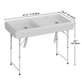 Dextrus Ice Table, 4FT Folding Ice Cooler Table with Drain and Skirt ...