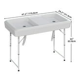 Dextrus Ice Table, 4FT Folding Ice Cooler Table with Drain and Skirt ...