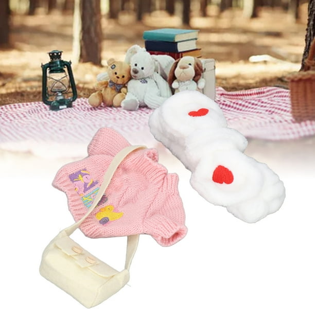 Ccdes Stuffed Animal Clothing 3 Piece Set Duck Plush Toy Clothes DIY White Heart Headband Pink Sweater Bag Plush Duck Clothing For Kids For Plush