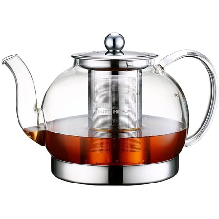 Clear Glass Teapot with Infuser, High Borosilicate Glass Teapot with ...