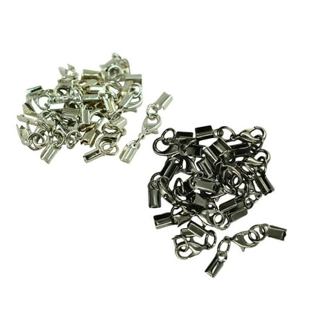 Fold Over Cord Ends with Loop Lobster Clasps Leather Ribbon Ending ...