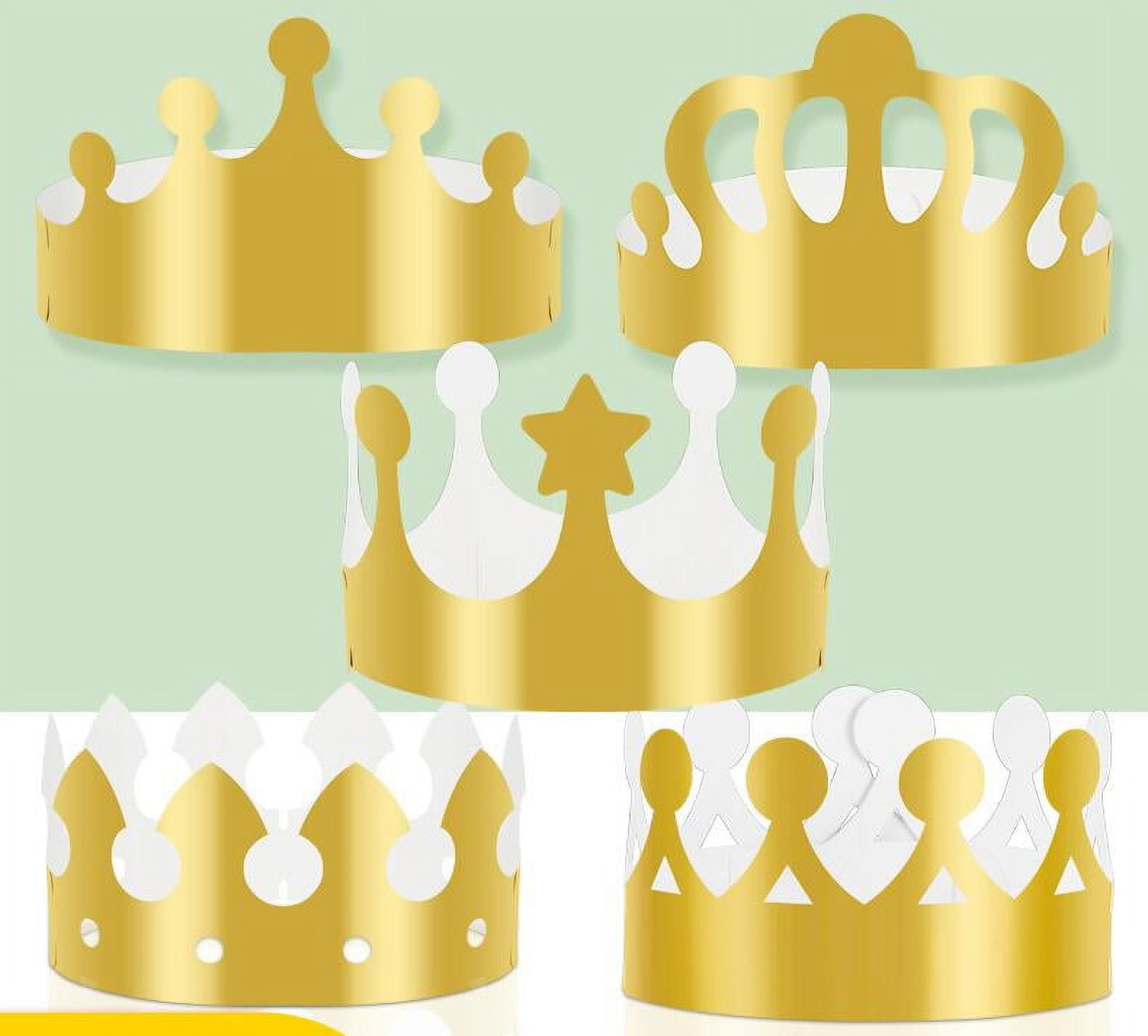 20 coronas de papel doradas, ajustables, 5 estilos, coronas de rey ...
