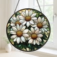 Flat Daisy Floral Acrylic Suncatcher, 2D Stained Glass Style Window ...