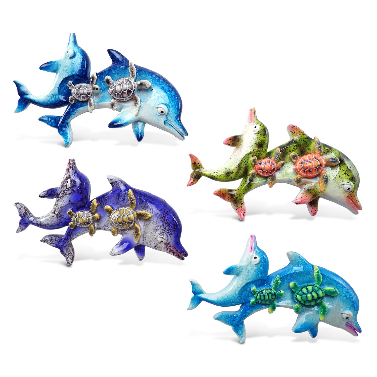 Puzzled Dolphins With Sea Turtles Plastic Bobble-eye Magnet Set ...