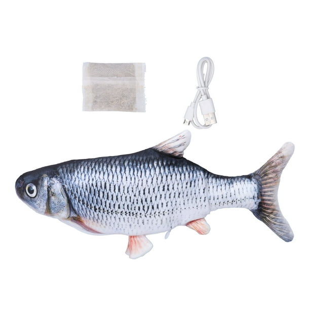Electric Fish Cat Toy Plush Moving Wagging Jumping Automatic Simulation ...