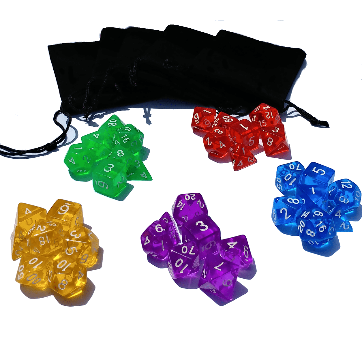 Buy 35 Polyhedral Dice Translucent 5 Complete Sets Of Rpg Dice With 5 Free Dice Bags