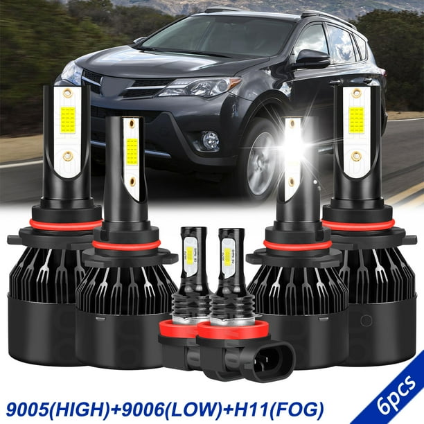 For Toyota RAV4 2006 2007 2008 2009 2010 2011 2012 LED Headlight Fog Light Bulbs Kit 6000K White ...