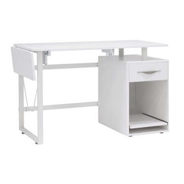 Better Homes & Gardens Modern Farmhouse Wood Sewing Table, Rustic White ...