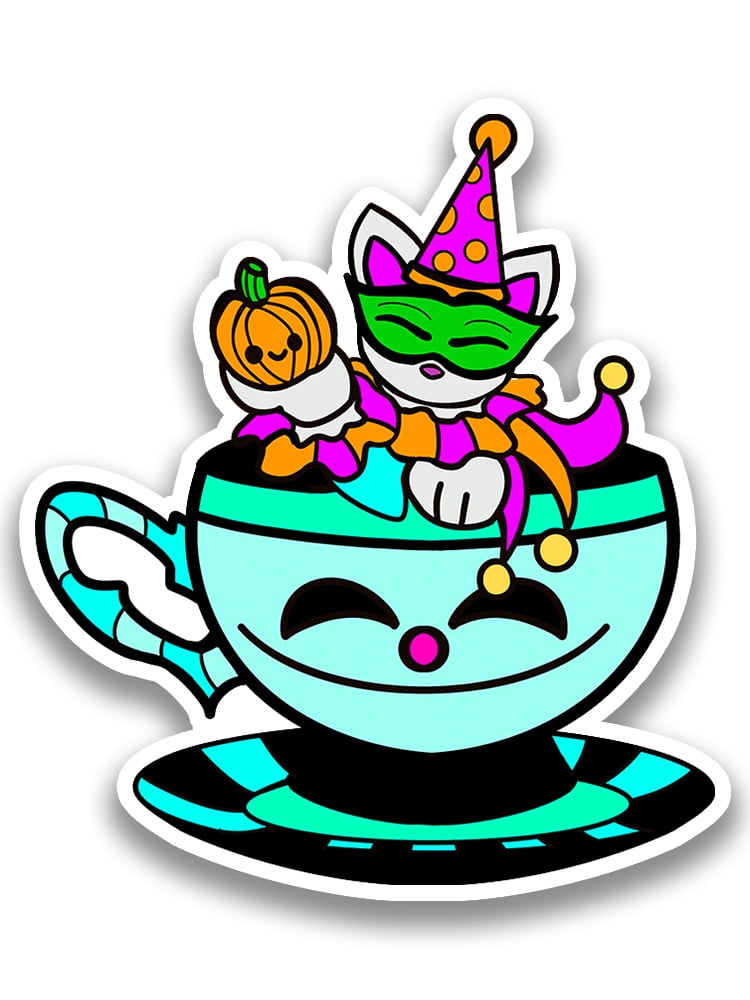 Jester In A Cup Sticker -Rose Khan Designs, Vinyl Sticker - Walmart.com