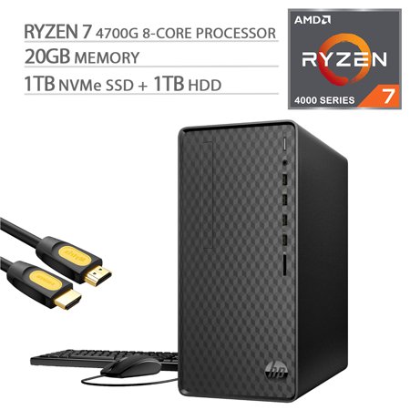 HP Desktop PC AMD Ryzen 7 4700G 8-cores up to 4.4Ghz Radeon Graphics ...