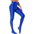 Mufeng Womens Oil Shiny High Waisted Opaque Pantyhose Shimmery Footed Tights Open Hole Lingerie
