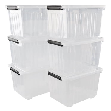 Kekow 30L Large Transparent Plastic Storage Boxes with Latch, Pack of 4 ...