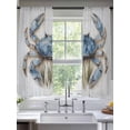 Blue Crab Coastal Semi Sheer Curtains 63 Inch Length 2 Panels Set ...