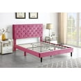 Full Upholstered Platform Bed Frame with 48" Tall Adjustable Headboard - Button Tufted Suede Bed ...