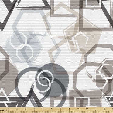 Beige Fabric by the Yard, Autumn Geometric Leaf Pattern Ornamental ...