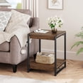 2-Piece Wood Square Side End Tables with 2-Tier Storage, Nightstands ...