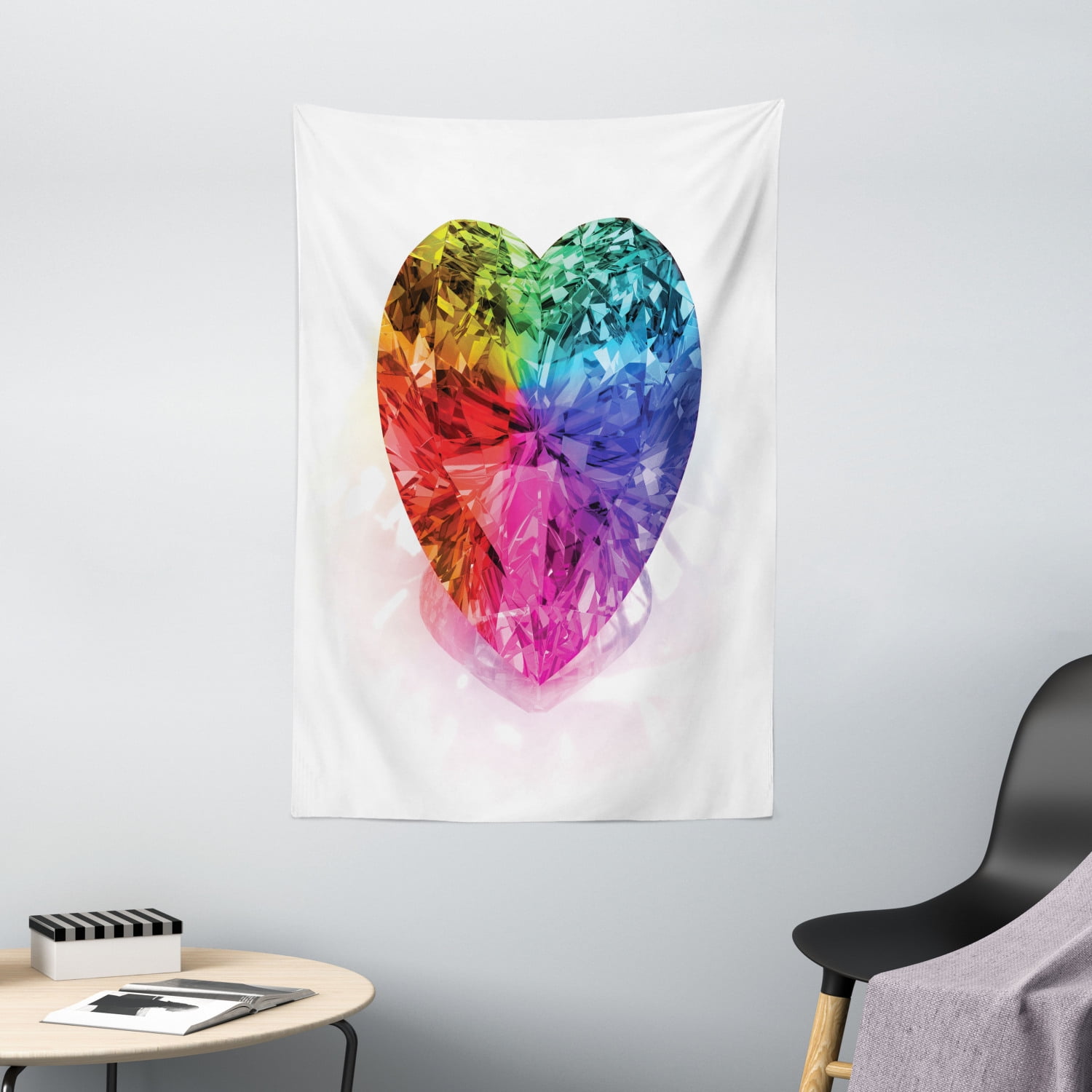 Diamond Tapestry, Heart Shape Colorful Illuminated Diamond Love is ...