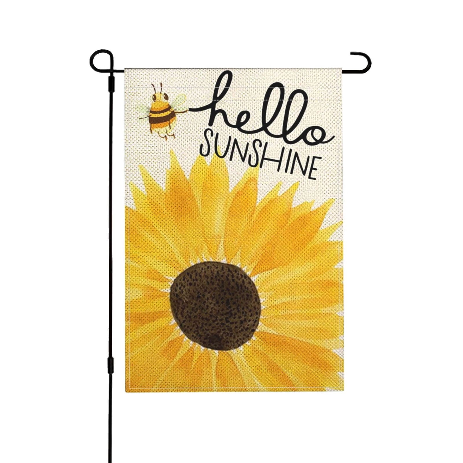 Hello Sunshine Summer Sunflowers Garden Flag, Watercolor Cute Bee Kind ...
