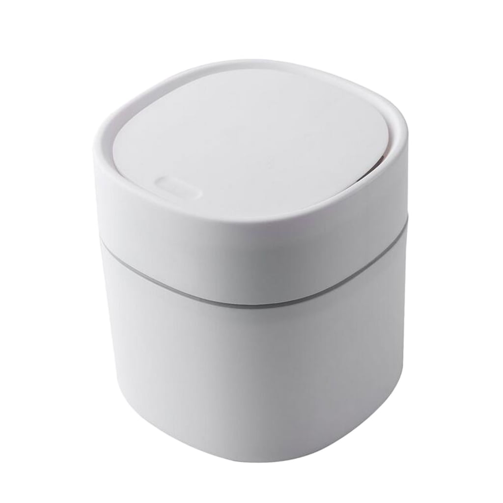 Creative Desktop Trashcan Dustbin for Living Room Desk White with White ...