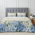 Blue Hydrangea Comforter Set Full Size, Watercolor Spring Blue Floral ...