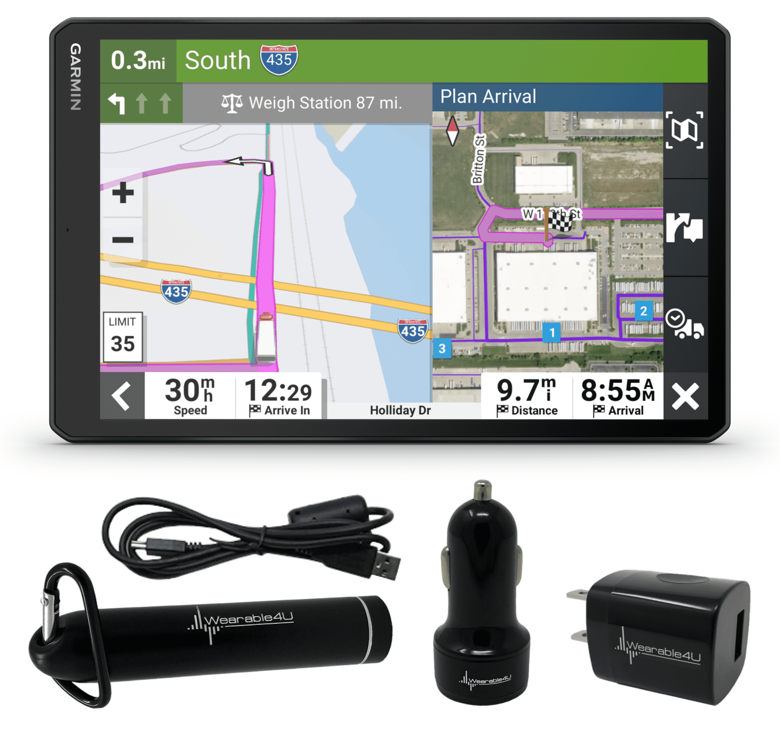 Garmin dēzl OTR1010 Extra-Large 10” GPS Truck Navigator with Power Pack ...