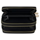 Rampage Quilted Midi Double Zip Around Wallet Clutch, Black (Women's ...