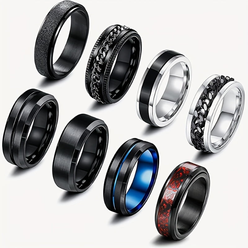 Click here for Dosaele 8pcs Men‘s Stainless Steel Ring Set - Retr... prices