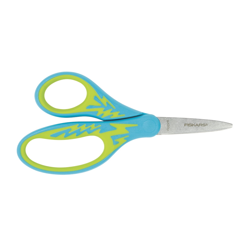 Fiskars 5" Kids Scissors - Blunt Tip - BLUE/GREEN LIGHTENING Softgrip ...