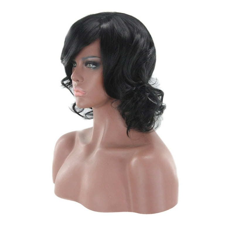 human hair wigs for women High Fiber Parting Hair Brazilian Temperature Wig Short Wavy Black Curly wig Adult Female Wigs Toupees Black
