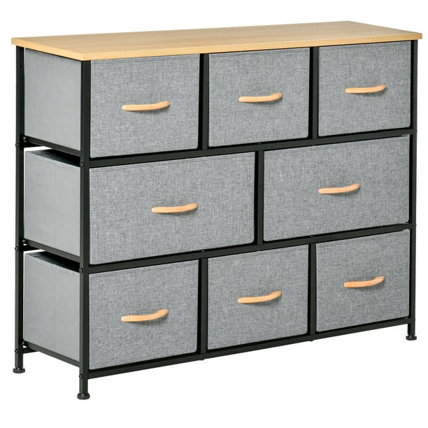 Homcom 8 Drawer Dresser 3 Tier Fabric Chest Of Drawers Storage Tower