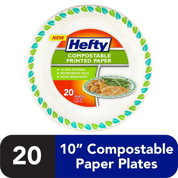 Hefty Compostable Printed Paper Plates, 10 Inch, 20 Count - Walmart.com