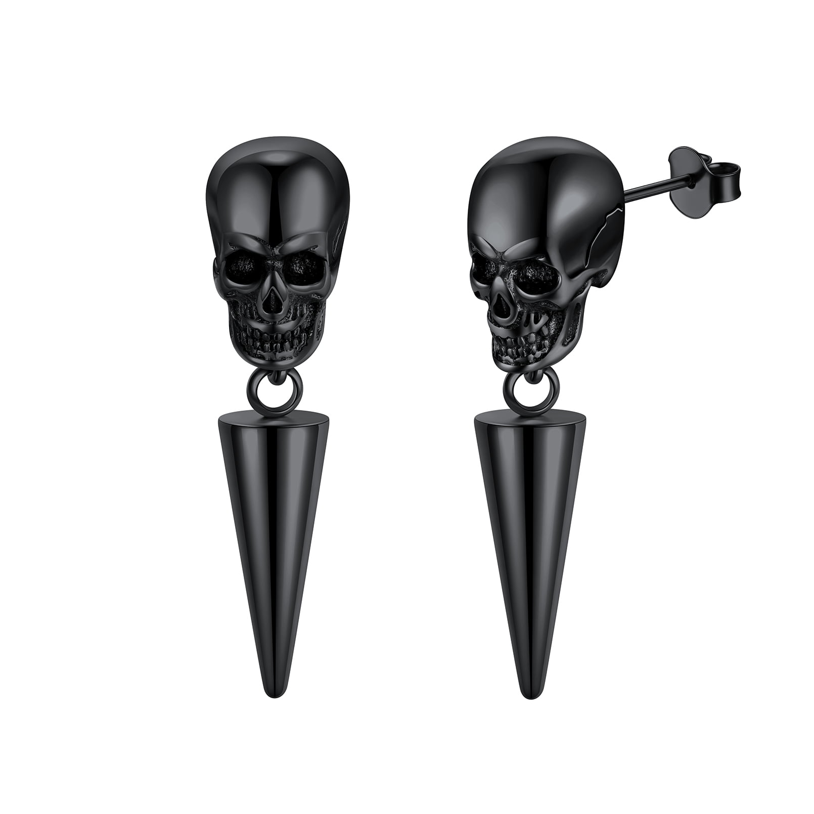 U7 Men Skull Studs Awl/Star/Head Skull Dangle Drop Earrings Stainless ...