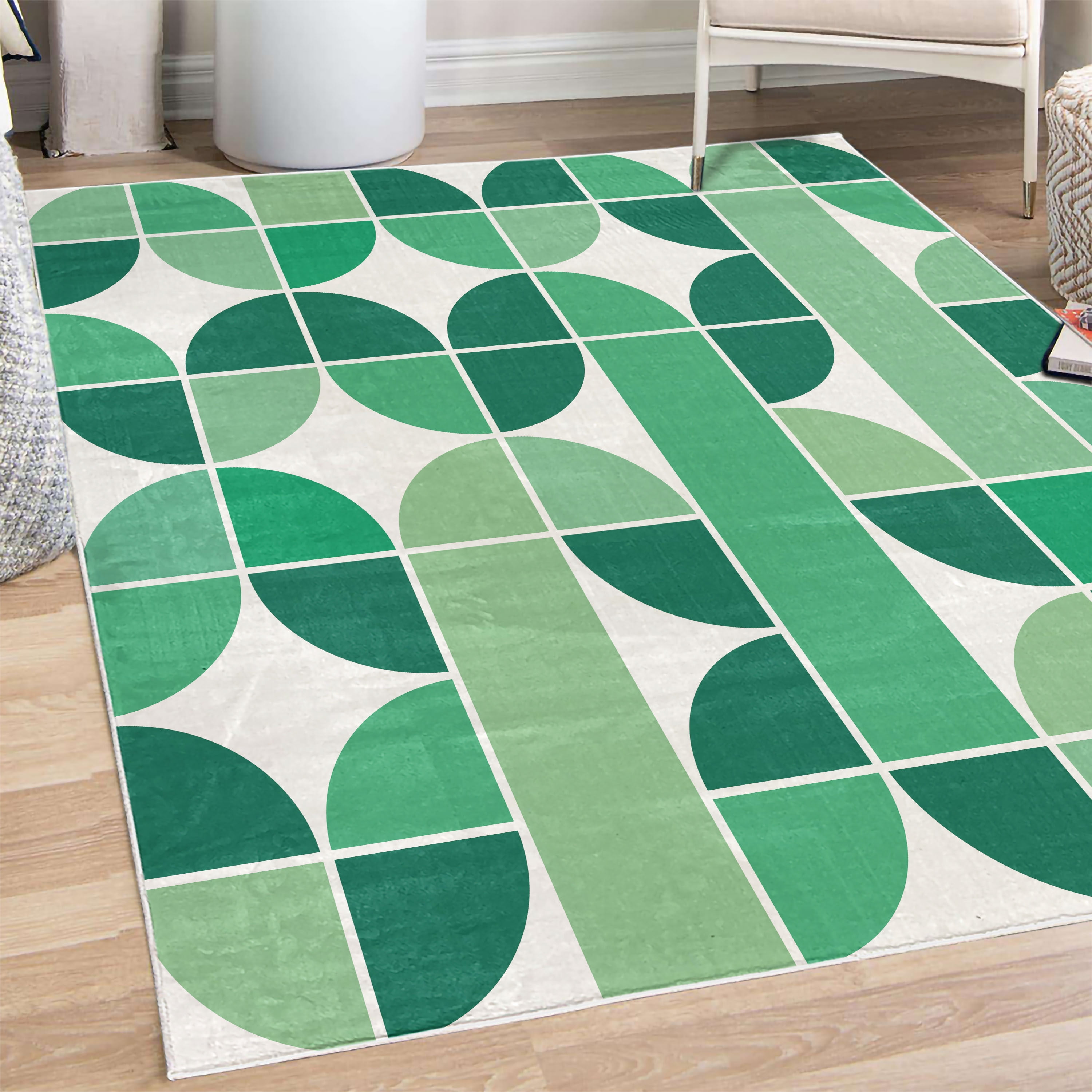 Retro Decorative Rug, Pop Art Funky Unusual Geometric Forms Mosaic ...