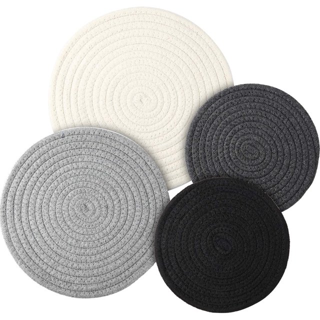 Worallymy Woven Braided Cotton Weave Round Thread Pod Trivets Cup Dish ...