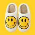 PacificPlex House Novelty Funny Adults Smiley Face Plush Slippers (9-10 ...