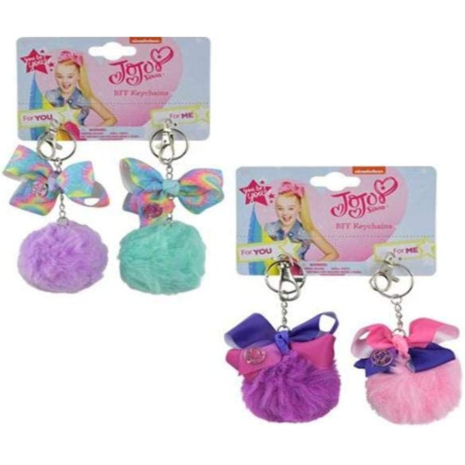 JoJo Siwa 2 Pack BFF Pom Ball Clip Keychain with Bow x 2 Sets, official ...